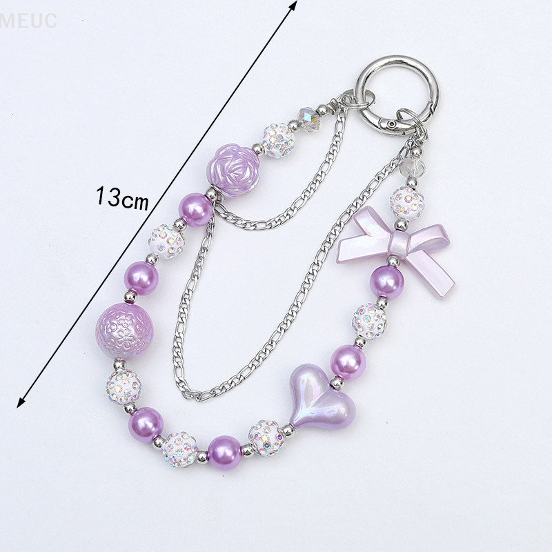 Meuctiffy Bowknot Bead Phone Chain Pendant Hanging Rope For Iphone ...