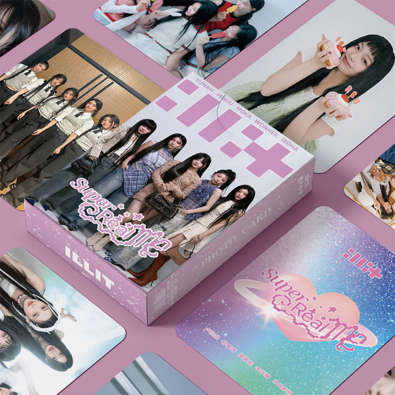 50-55pcs/box ILLIT Holographic Laser Lomo Cards SUPER REAL ME Album ...
