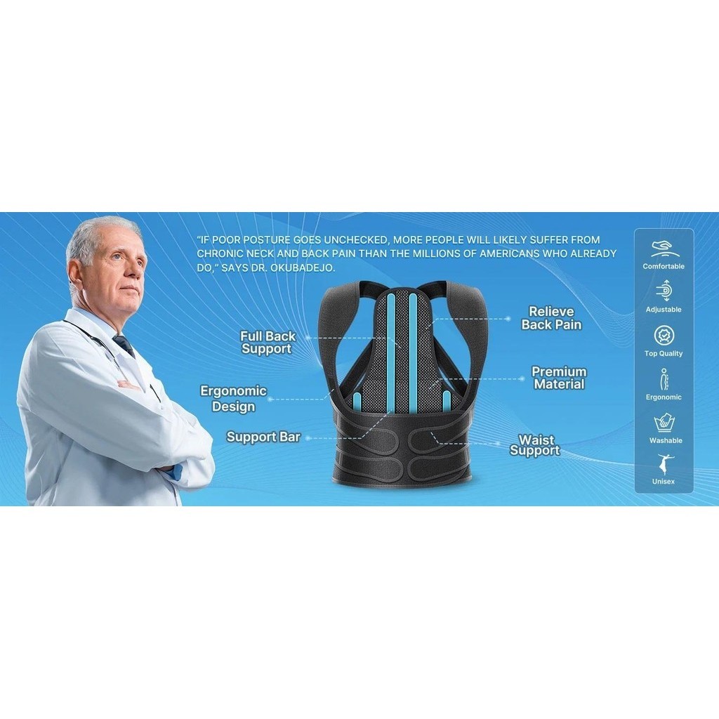 Adjustable Back Brace, Women Men Posture Corrector Improve Posture ...
