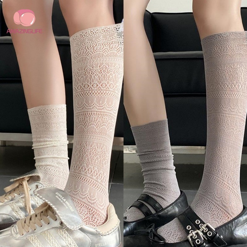 1/3 Pairs Vintage Lace Cutout Mesh Stacked Socks - for Women Sweet ...