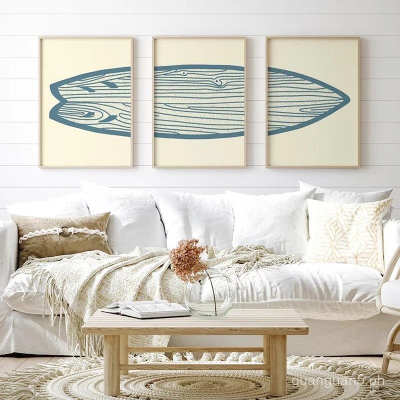 Retro Boho Surfboard Beach Art Sea and Surf Triptych Nursery Poster ...