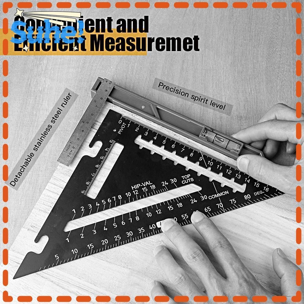 HI-SUHE Aluminum Triangle Ruler, Aluminum Alloy 7 Inch Angle Protractor ...