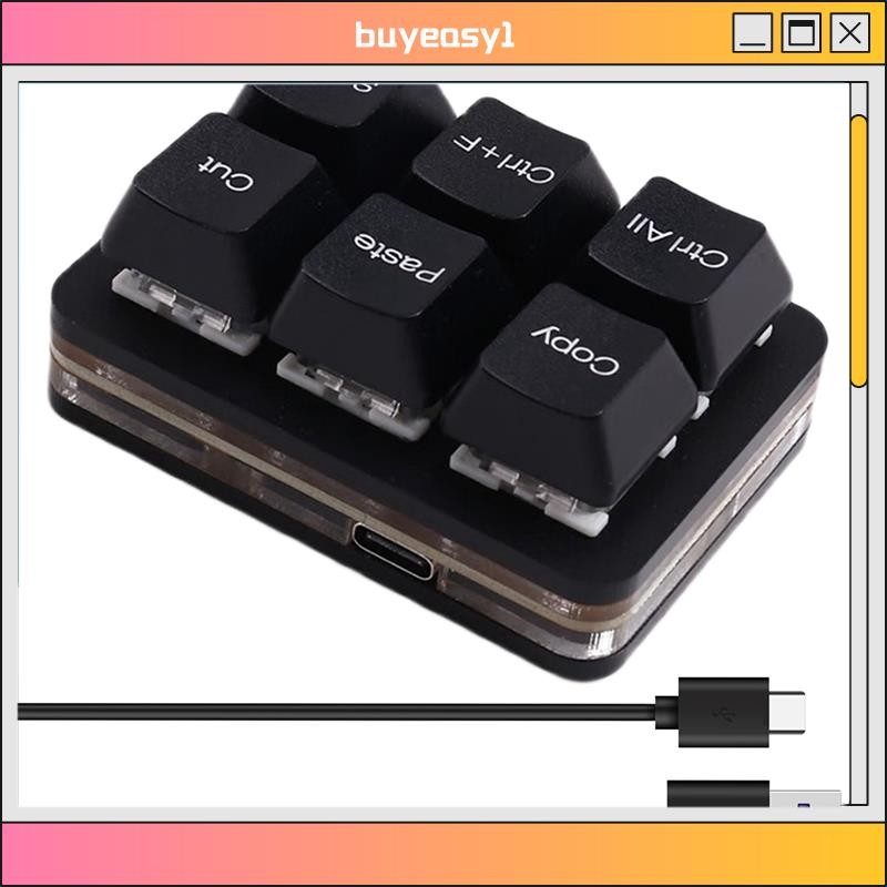 6Keys Copy Paste Search Save Cut Keyboard One Handed OSU Keypad Programmable Mechanical Shortcut ...