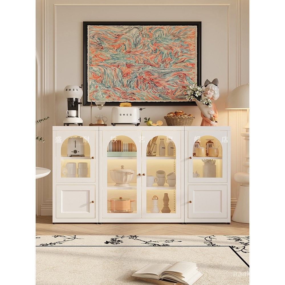 Cream Style Iron Art Sideboard Kitchen Storage Cabinet Modern Home ...