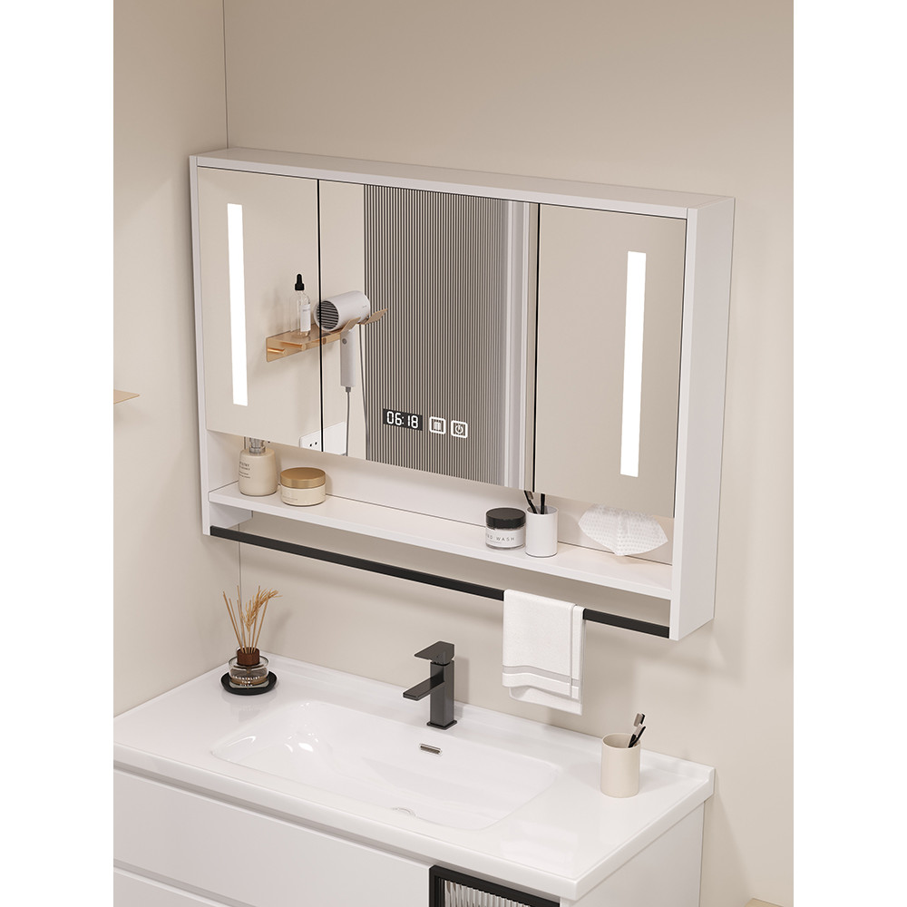 Smart Bathroom Mirror Cabinet Wall-Mounted with Backlight Anti-Fog ...