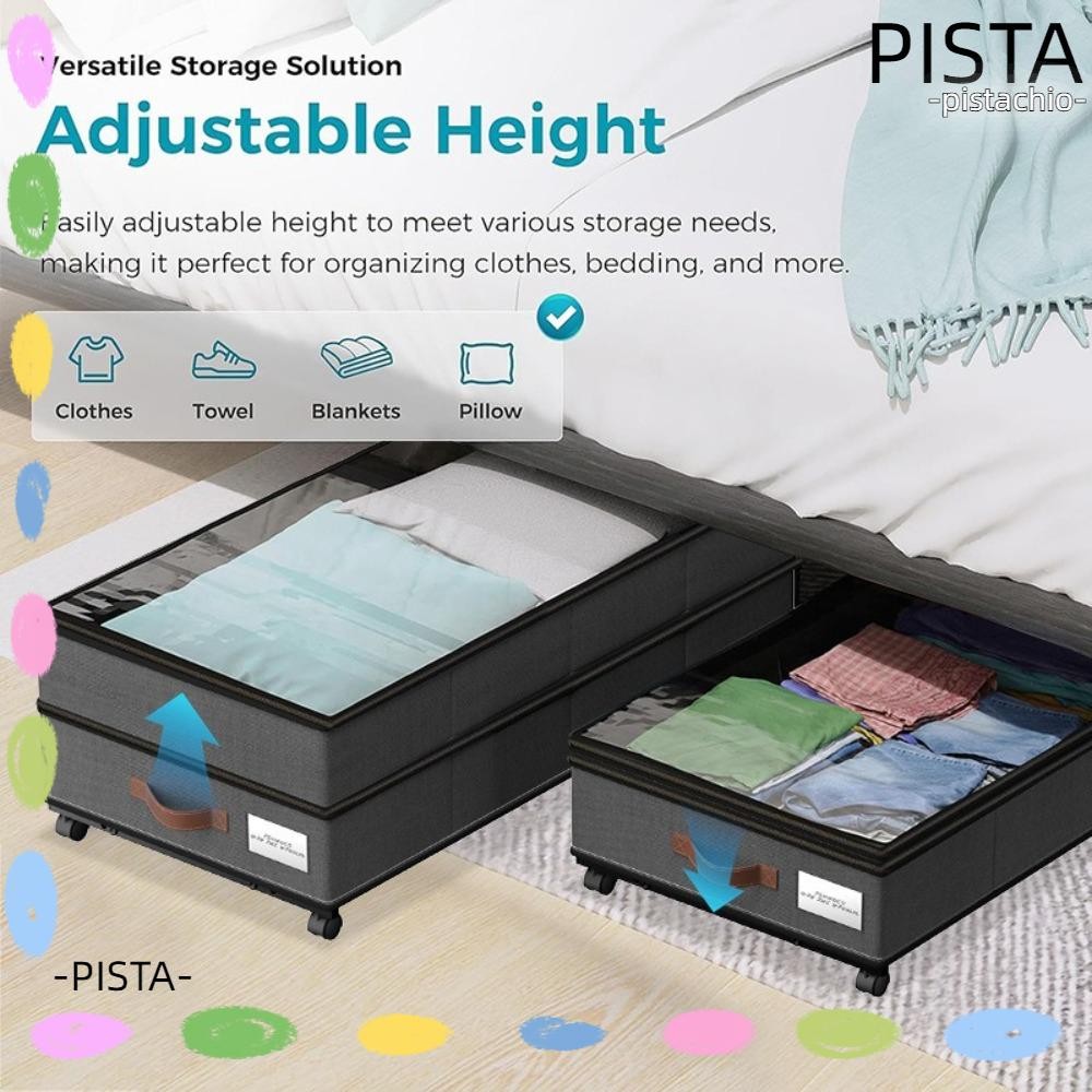 PISTA Double Layer Under Bed Storage Box, Dividers with Wheels ...