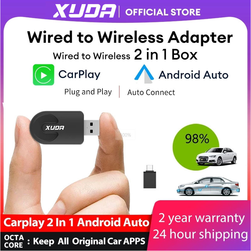XUDA NEW 2in1 Wireless CarPlay Android Auto Wireless Adapter Smart USB ...