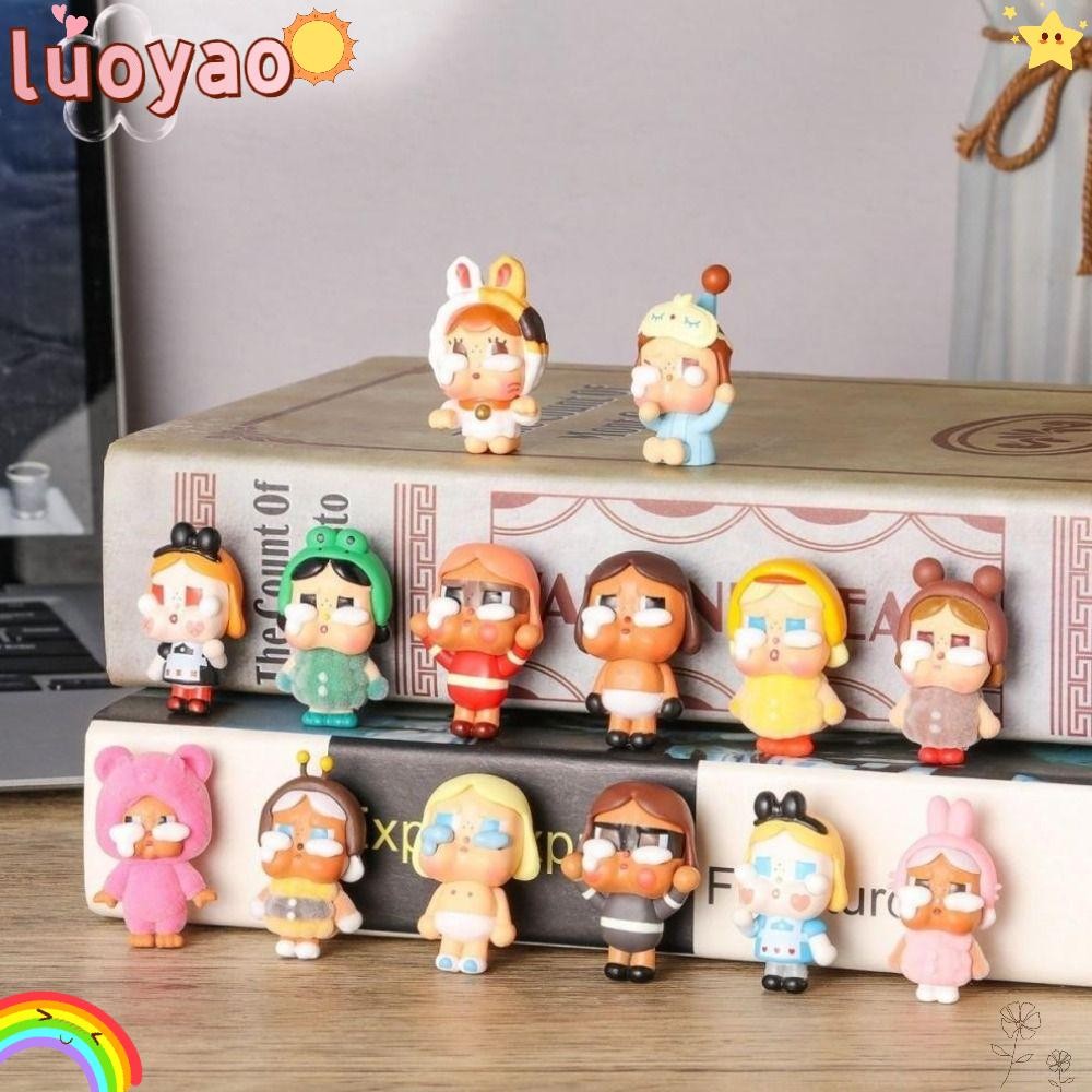 LUOYAO Crybaby Box, POP MART Popbean Mini Ornaments, Cartoon Flocking ...