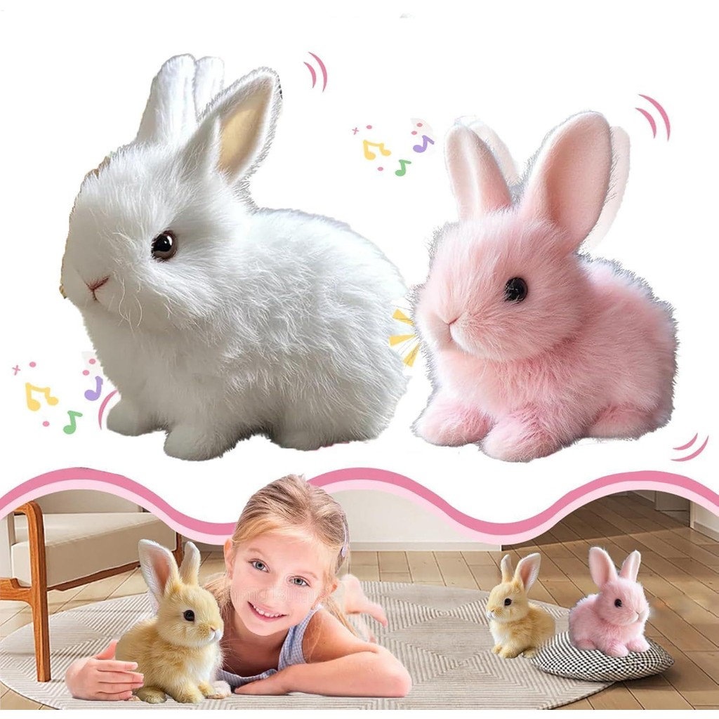 Realistic Easter Interactive Bunny Plush Toy - Walks, Talks, Ear Motion ...