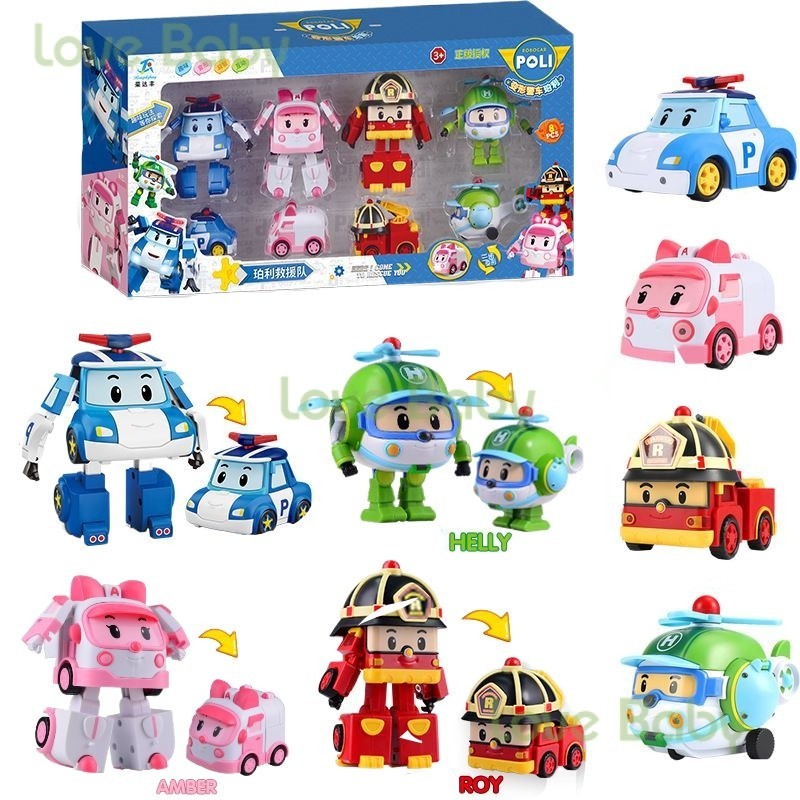 Genuine Deformation Police Polly Toy Deformation Robot Roy Fire ...