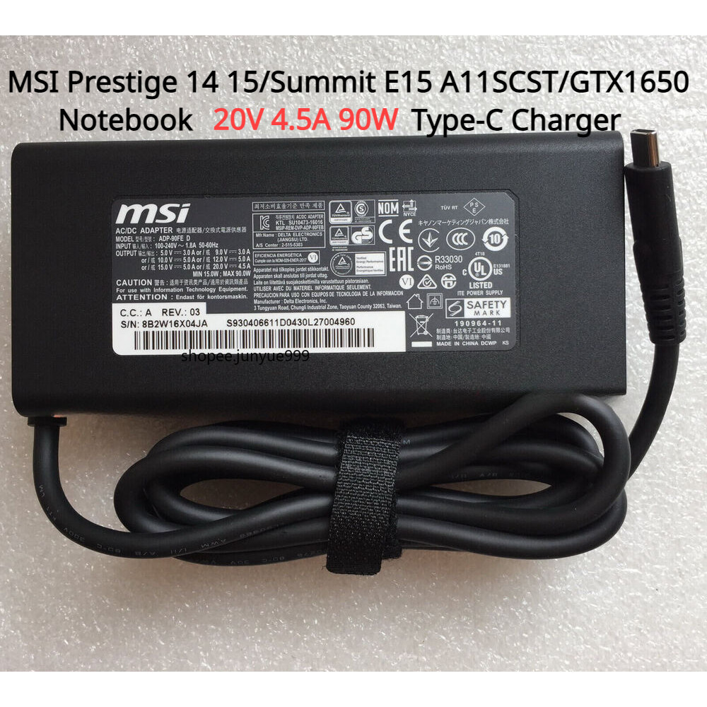 MSI Prestige 14 15/Summit E15 A11SCST/GTX1650 Ti&MaxQ Laptop 20V 4.5A ...