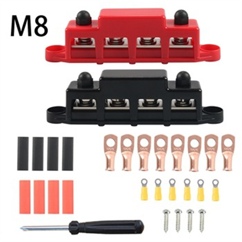 Red And Black Pair 4 Post Busbar Bus Bar Power Distribution 12V 150 ...