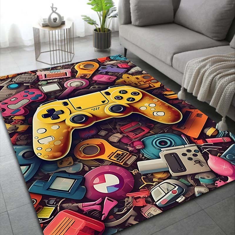 Gaming Rug with Colorful Game Controller Design for Game Room, Gamer ...