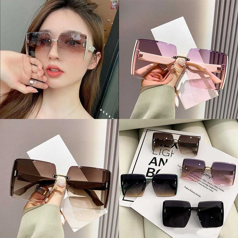 Fashion Gradient Sunglasses Borderless Glasses Radiation Resistant ...