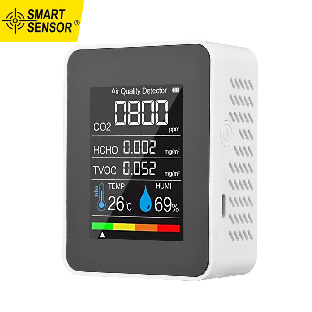 Smart Sensor Portable Air Quality Monitor Indoor CO2 Detector 5 in 1 ...