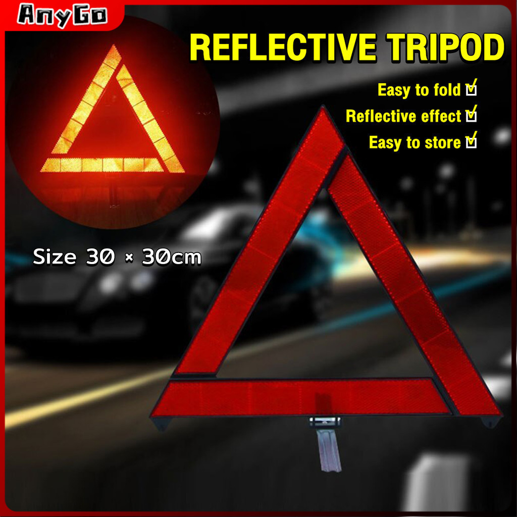 AnyGo Car Emergency Breakdown Warning Triangle Red Reflective Car ...