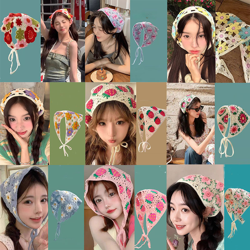 Beautiful Colorful Triangle Turban Head Kerchief Cotton Hair Bandana ...