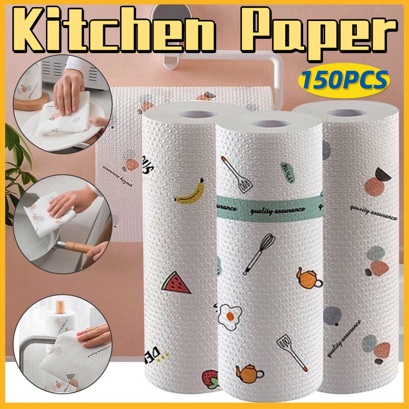 150PCS Disposable Kitchen Oil Absorbent Paper Lazy Rag Paper Household ...