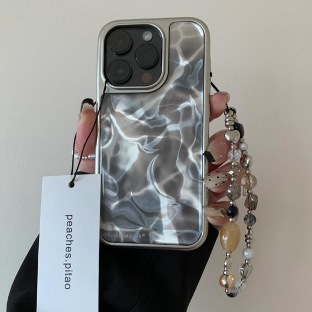 Luxury Electroplated bezel water ripple phone case for iPhone15 14 13 ...