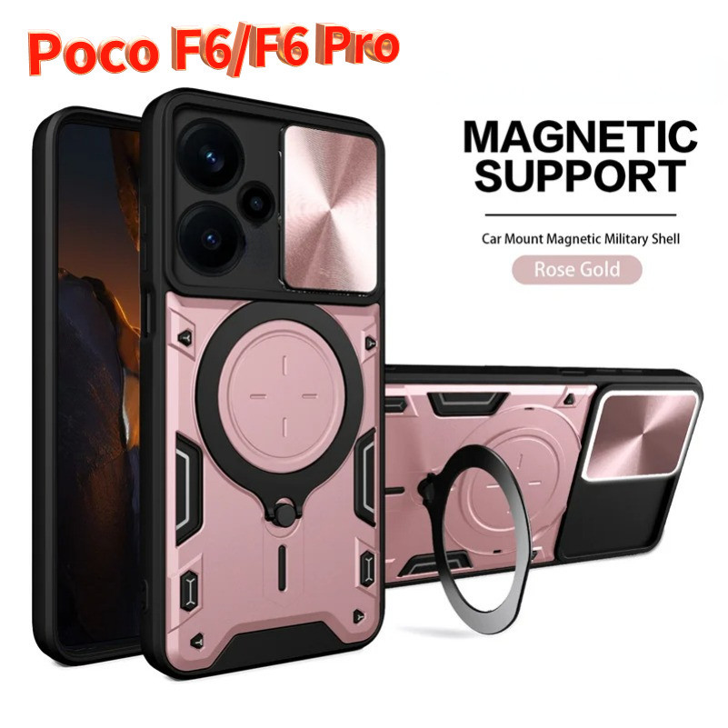 Shockproof Magnetic Holder Casing For Xiaomi Poco F6 Pro 5g 2024 Phone