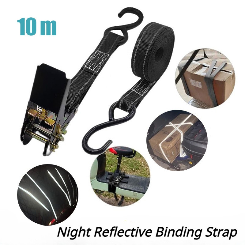 2.5cm*10m Night Reflective Ratchet Strap Tie Down Lashing Straps Cargo ...