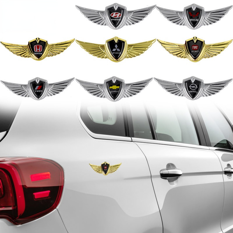 Car Logo 3D Metal Angel Wing Sticker Decoration Decals Emblem For ...
