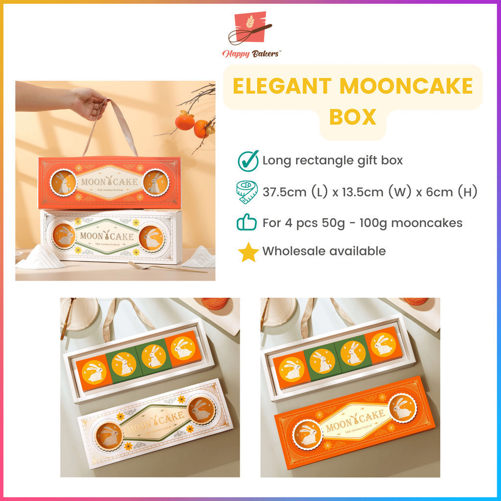 Vintage Long Rectangle Mooncake Box 4 in 1 For 50g - 100g Mooncakes ...