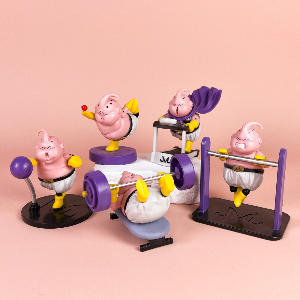 Dragon Ball Figurine: Majin Buu Fitness Muscle Fat Buu Barbell Running ...