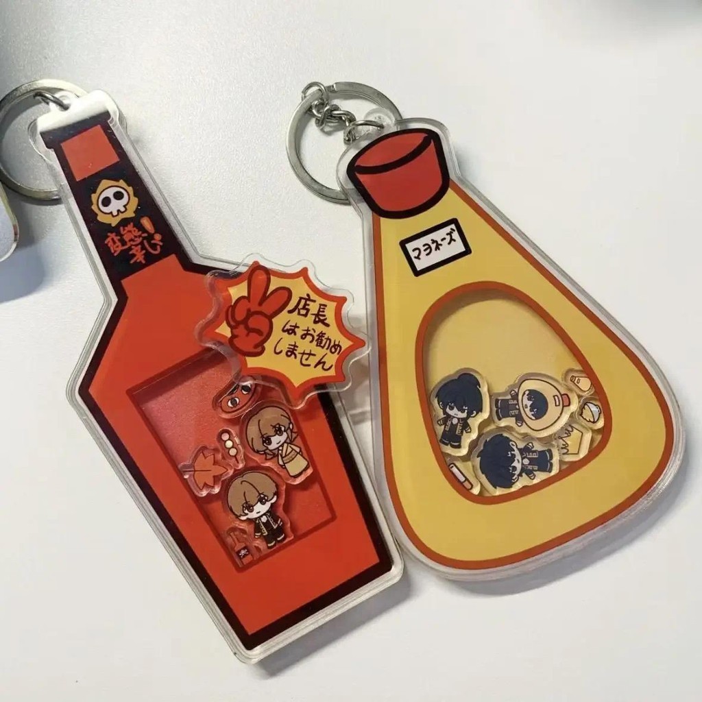 Gintama Shake Anime Keychain Okita Sougo Chili Sauce Acrylic Key Chain ...