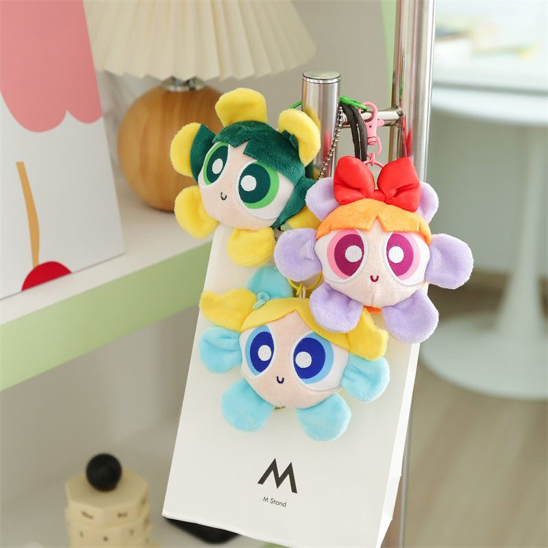 The Powerpuff Girls Cute Keychain Plush Doll Bag Car Keychain Pendant ...