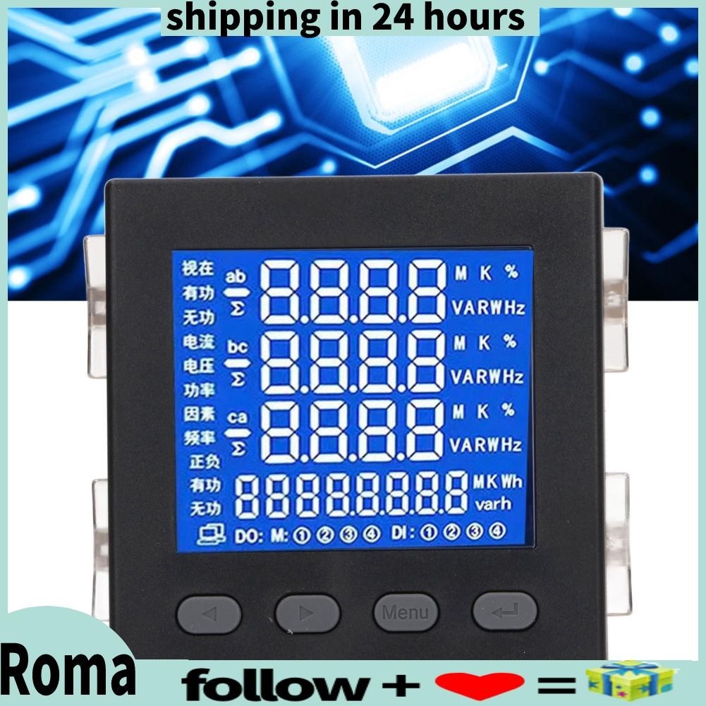 Romanticshop 3 Phase Electric Power Meter Multi-function Flame ...
