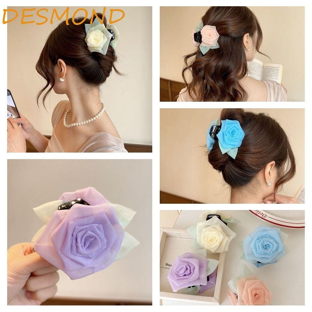 DESMOND Flower Hair Claw, Cloth Simulated Flower Sweet Hair Catches ...