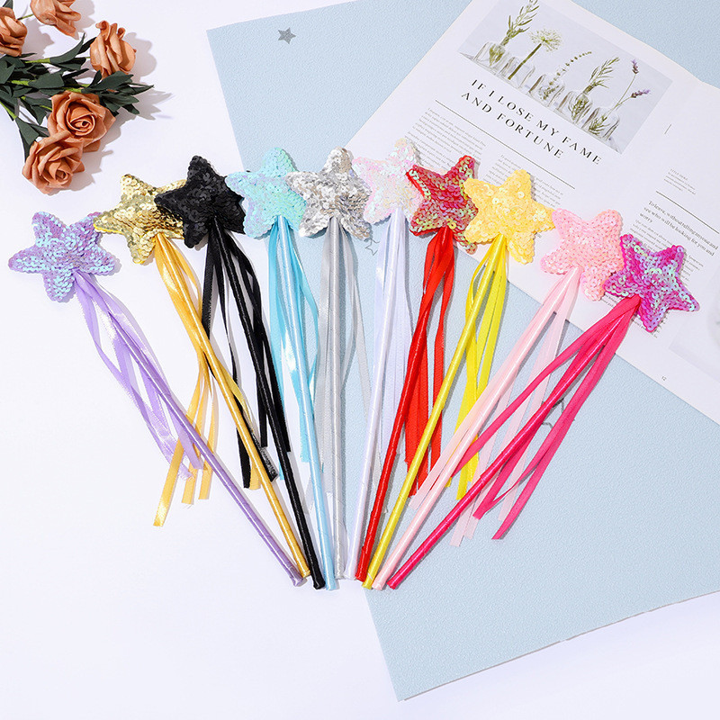 35cm Glitter Star Wands, Princess Angel Fairy Star Magic Wands Girls ...