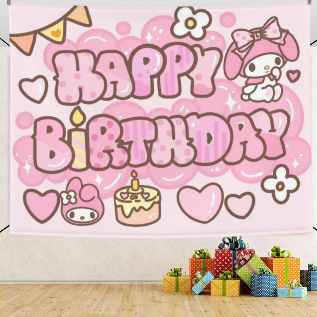 MY Melody Sanrio Backdrops Banners Newborn Baby Shower Birthday Party ...