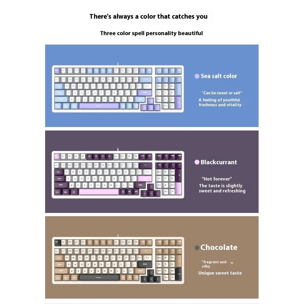 NJ80 Real Mechanical Keyboard Black Tea Axis 98 Key Layout Wired ...