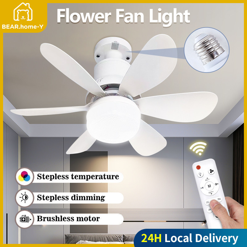 6-leaf fan light 2-in-1 fan light Tricolor LED light With remote ...