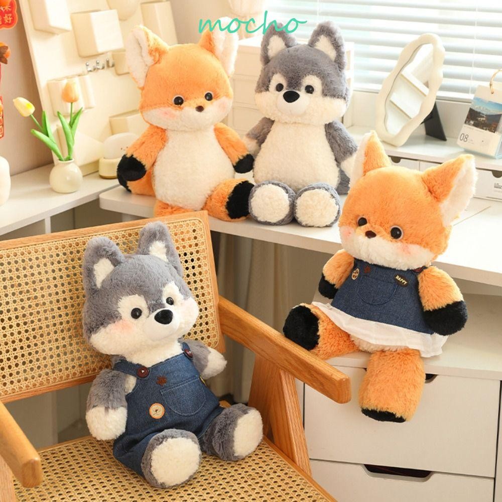 MOCHO Running Wolf Plush Toy, Wear Rompers Fluffy Cartoon Stuffed ...