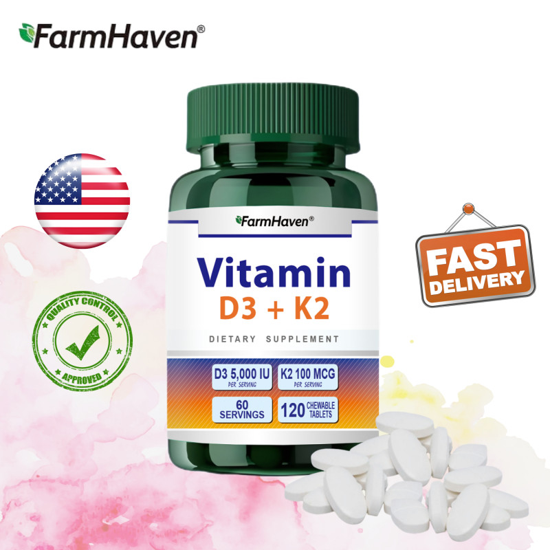 FarmHaven D3K2 Chewable Tablets Support Healthy Bone Growth and ...