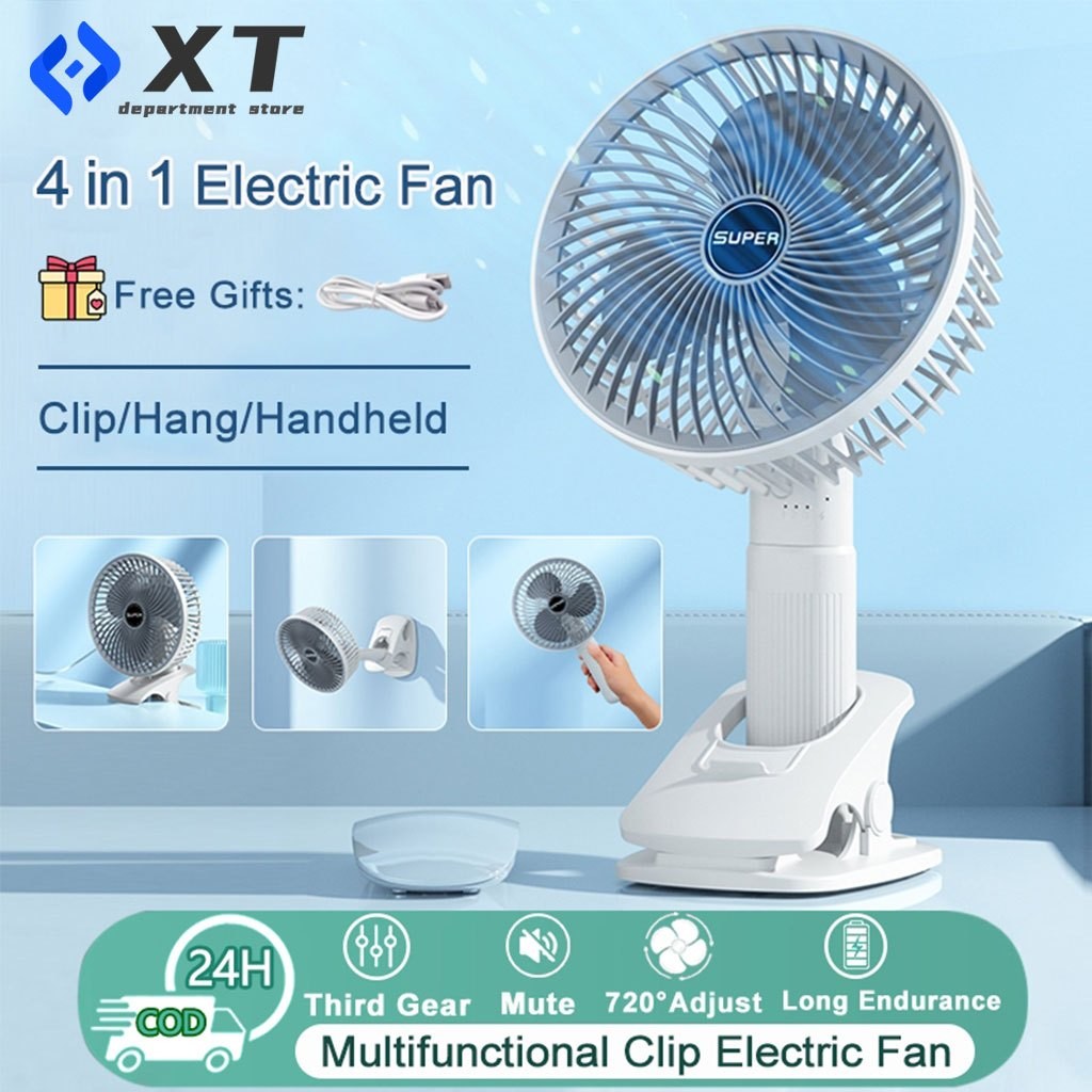 7inch Desk Mini Fan 3 Speed Clip Electric Fan Large Wind Handheld Fan ...