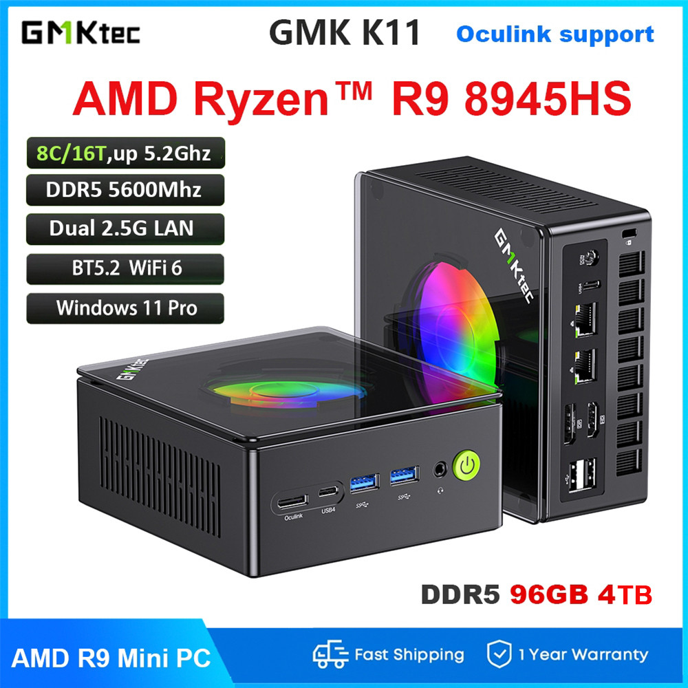 GMKtec K11 Mini PC AMD R9 8945HS Windows11 Pro DDR5 5600Mhz 64G 4T SSD ...