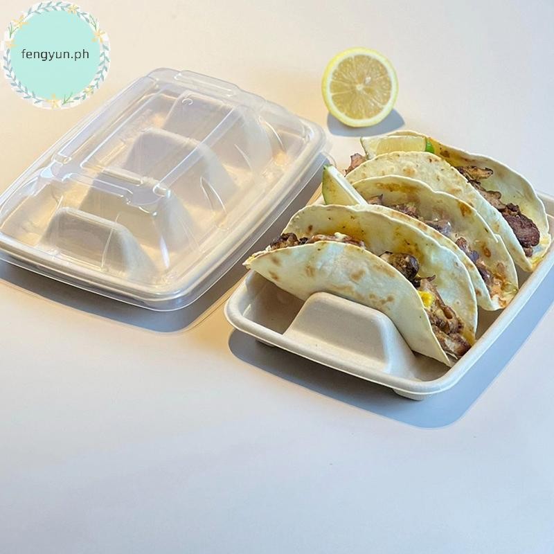 fengyun 50pcs Disposable Taco Boxes, Premium Paper Taco Plates With ...