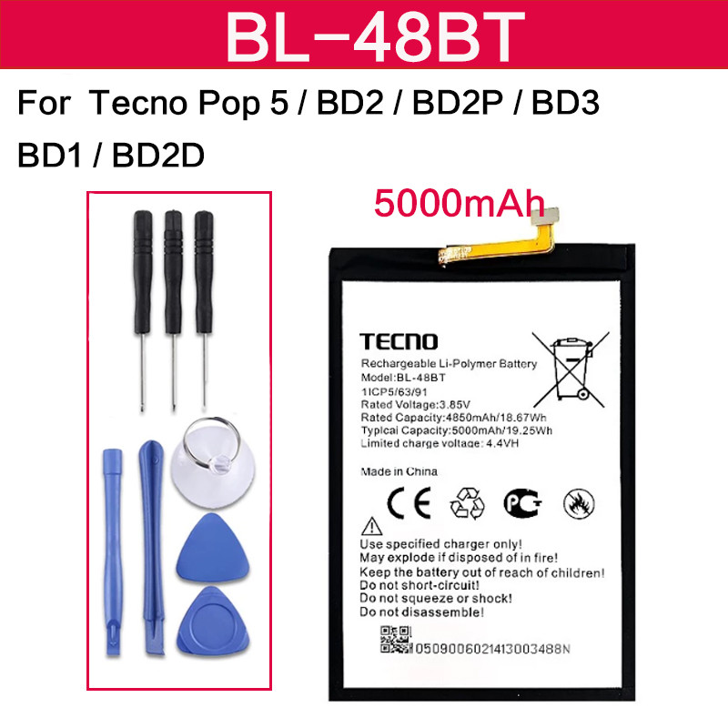 Tecno Pop5 Battery BL-48BT BD2 BD2P BD3 BD1 BD2D Battery bl48bt 48bt ...