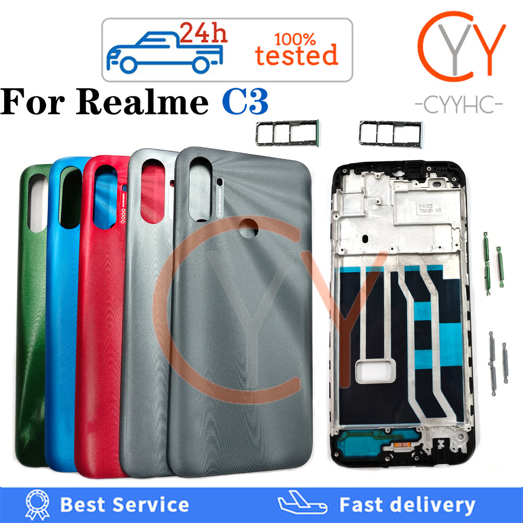 For Realme C3 RMX2020 back cover Battery Housingr Volume Button on off ...