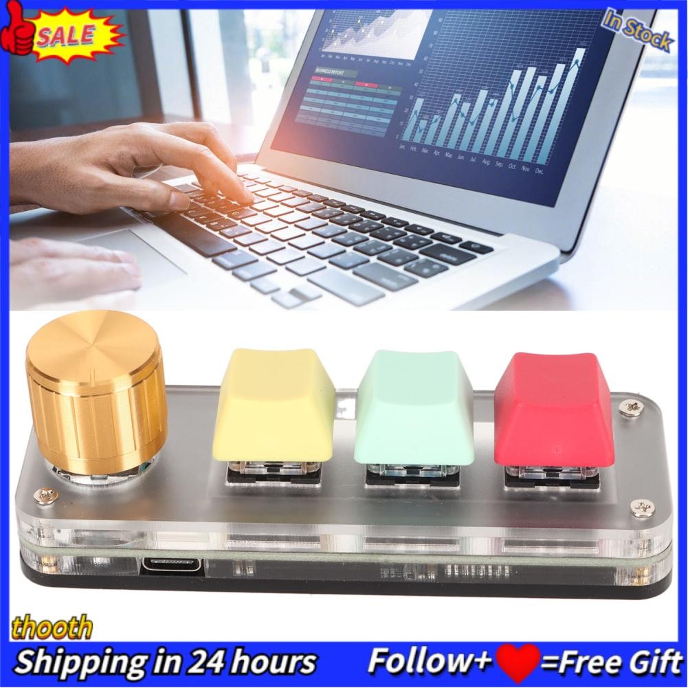 Thooth Yoidesu USB Mini 3 Keys Keypad with Knob One Handed Mechanical Gaming Keyboard DIY ...