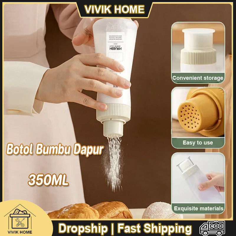 350ML Kitchen Spice Bottle Thick Plastic Spice Container Multipurpose ...