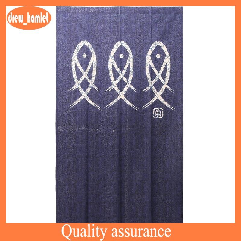 Japanese Noren Doorway Curtain Ancient Character Fish Tapestry For Home ...