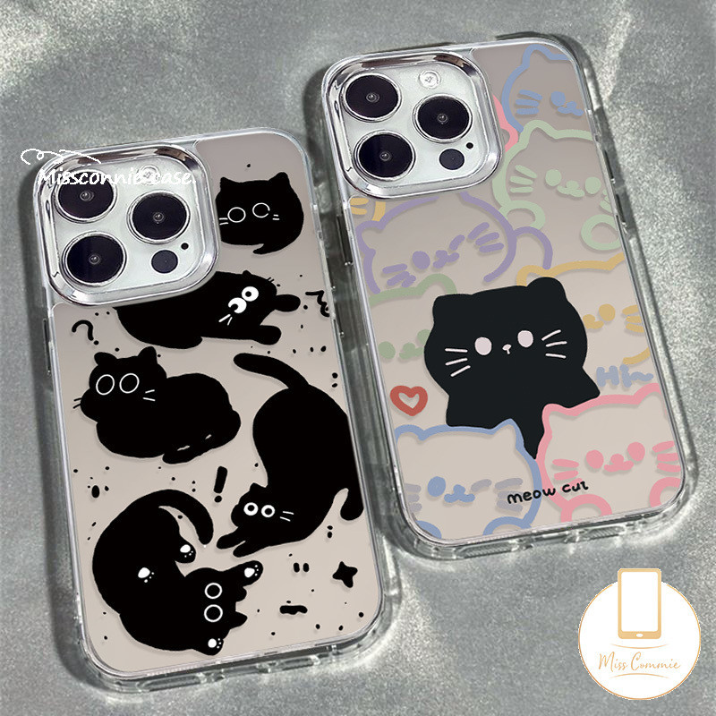 Cartoon Animals Cool Black Cat Case Compatible for IPhone 11 15 16 13 ...