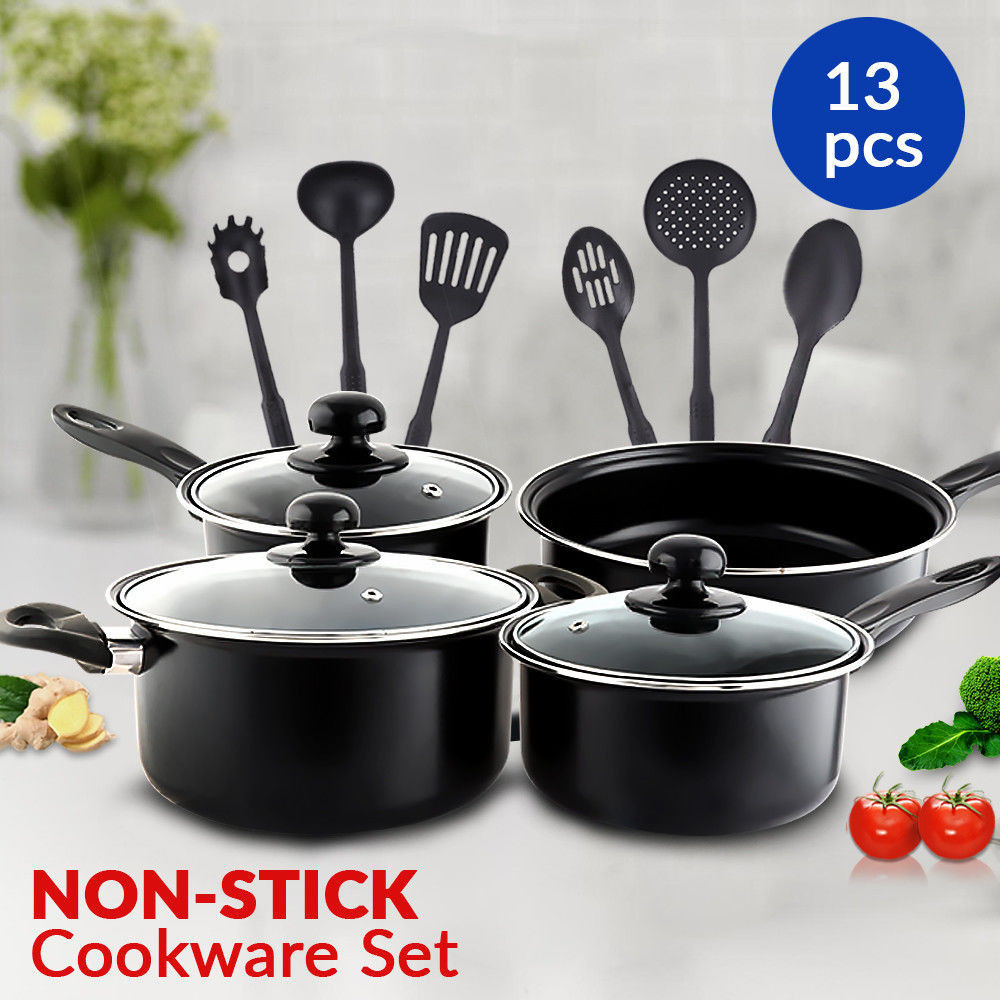 13pcs Cookware Set Non-Stick Soup Pot Fry Pan Kitchen Utensils Cooking ...