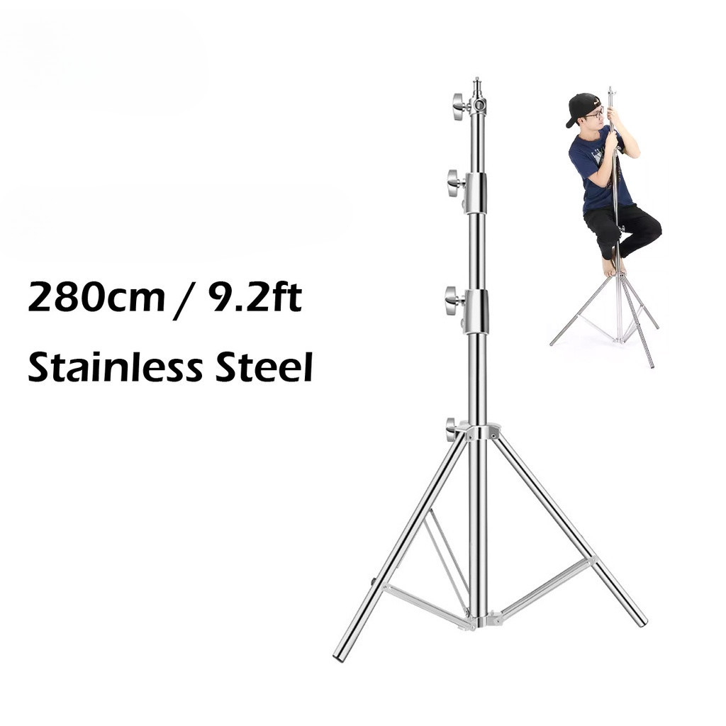 Stainless Steel 280cm Light Stand with 1/4 -inch to 3/8-inch Universal ...