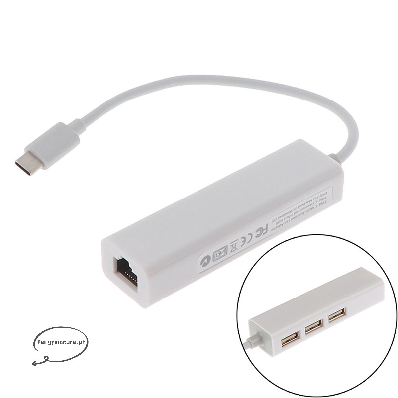 Fengyun USB-C ethernet adapter 3 usb c hub to ethernet rj45 lan adapter ...